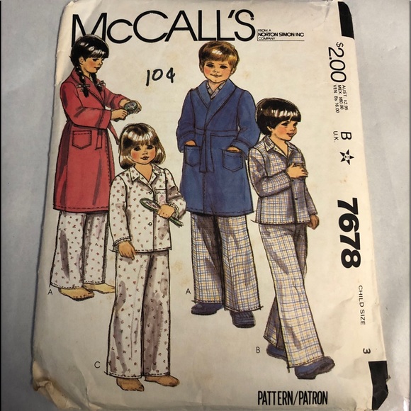 McCall's | Other | Vintage Sewing Pattern Mccalls 7678 Uncut Boys Girls ...